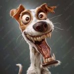 Funny Caricature of a Crazy Dog