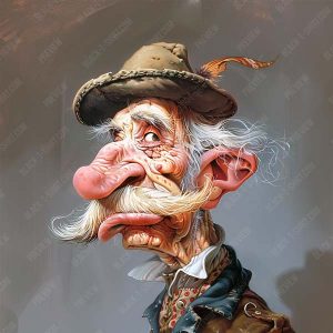 Funny Caricature of an Old Man